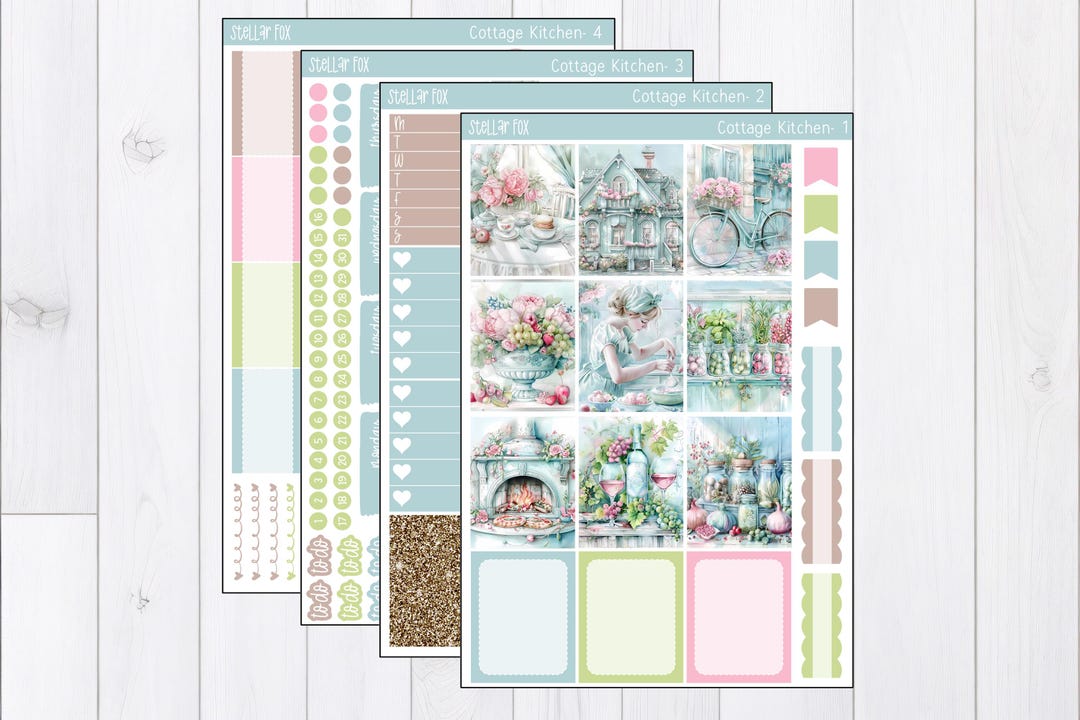 Cottage Planner Sticker Kit , Weekly Vertical Stickers , Spring Sticker ...