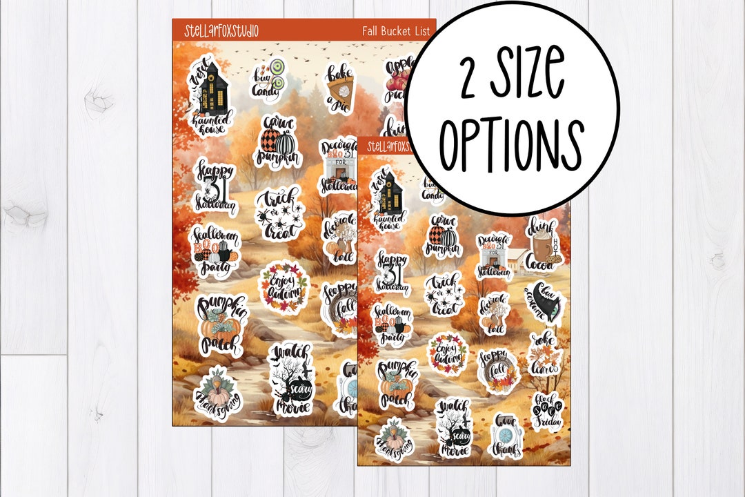 Autumn Bucket List Stickers , Sticker Sheet , Planner , Journal , Fall ...