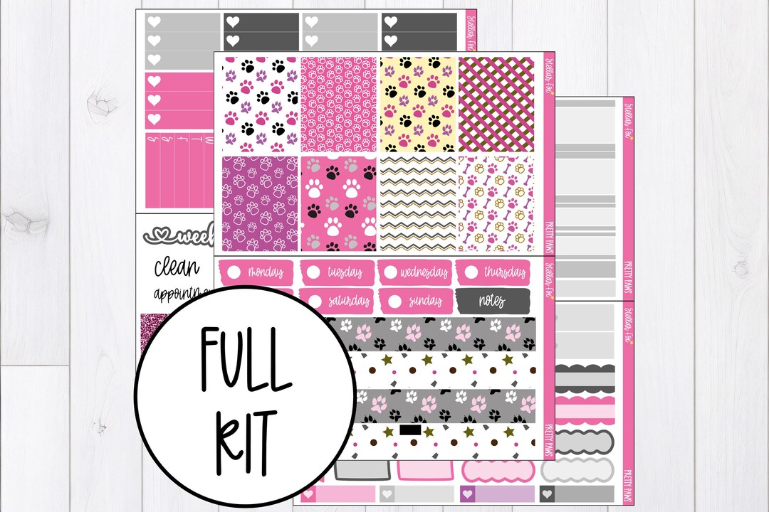 Dog Paw Print Weekly Planner Sticker Kit Vertical Layout Erin Condren ...