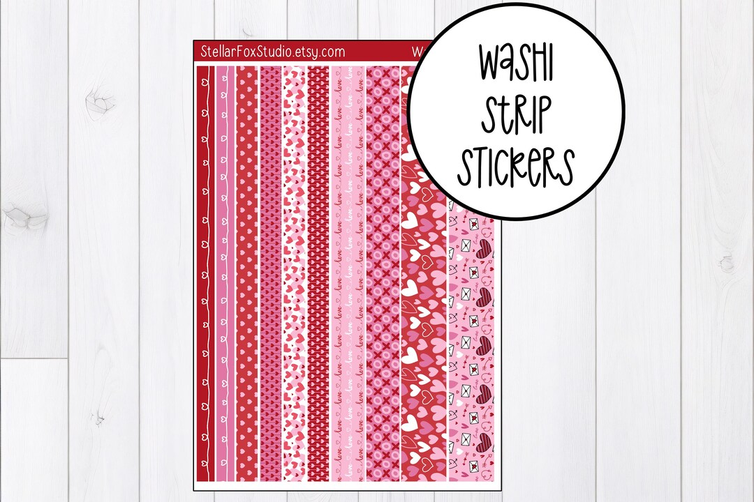 Valentine's Washi Strip Stickers , Planner Stickers , Journal Stickers ...