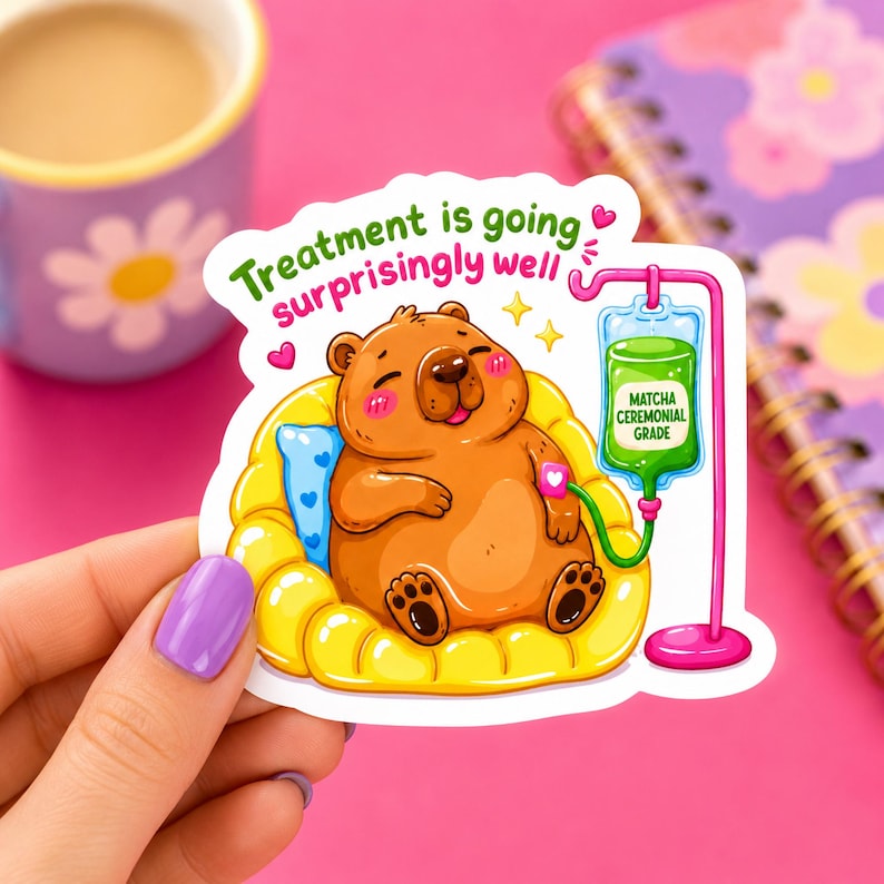 Funny Matcha Capy Vinyl Sticker Decal | Cute Tea Lover Gift ...