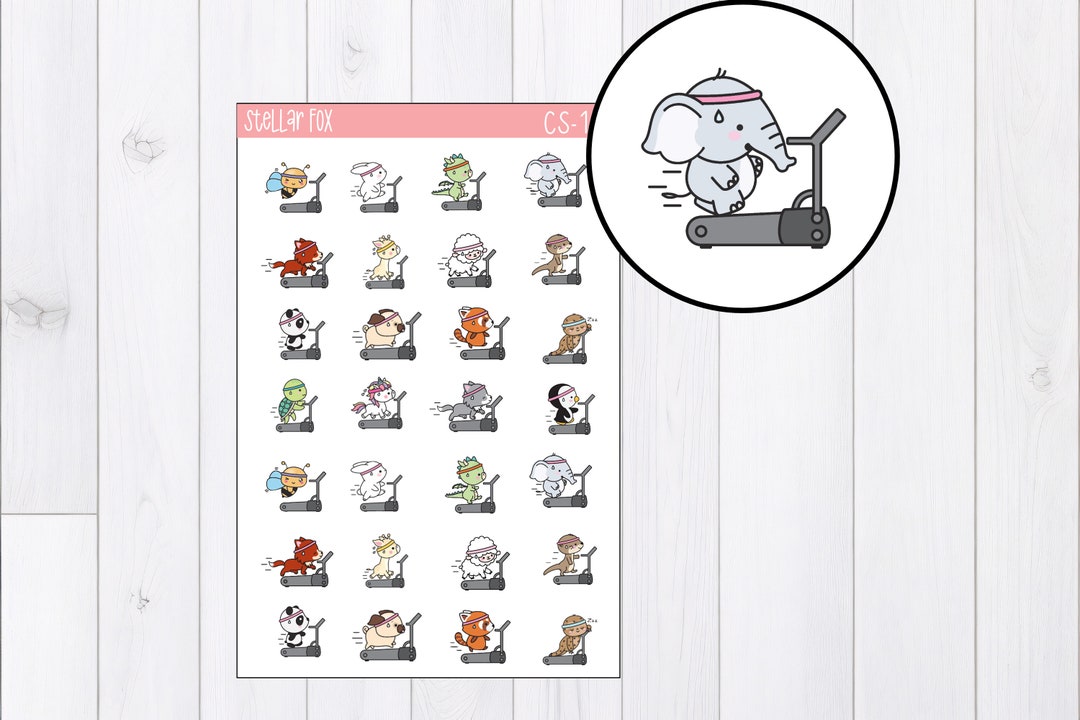 Treadmill Planner Stickers , Cute Character Stickers , Workout ...
