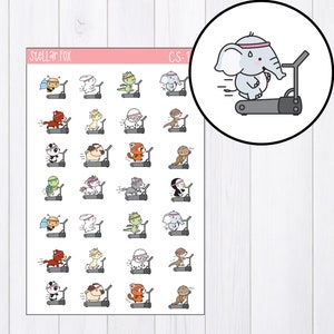 Treadmill Planner Stickers , Cute Character Stickers , Workout ...