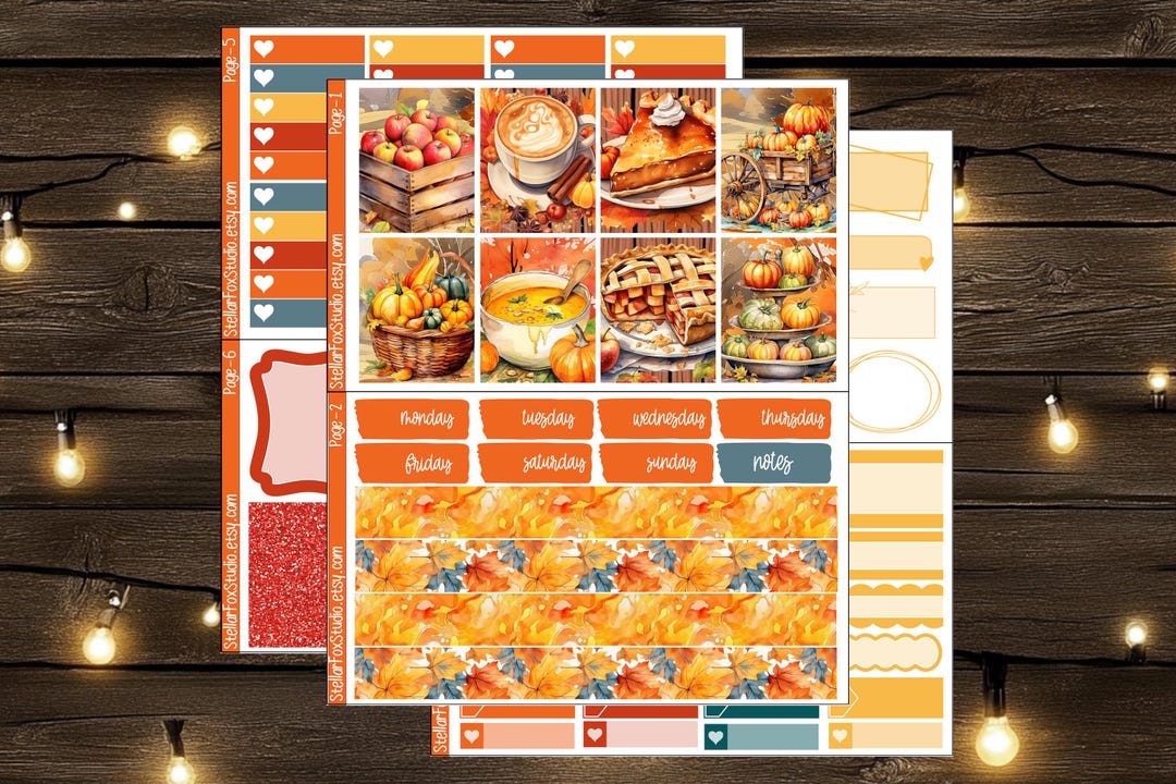 Fall Weekly Planner Sticker Kit Vertical Erin Condren Classic Happy ...