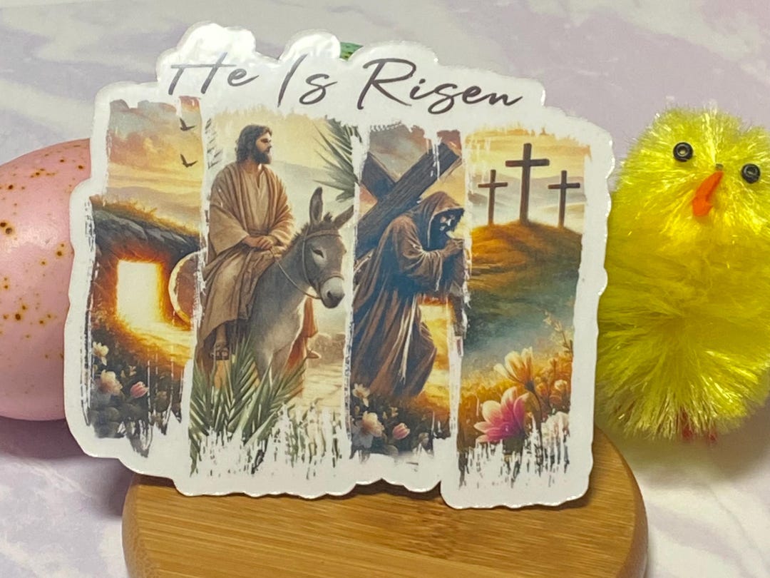 He is Risen Easter Christian Cross Die Cut Vinyl Sticker Water Bottle Laptop Decal Planner ...