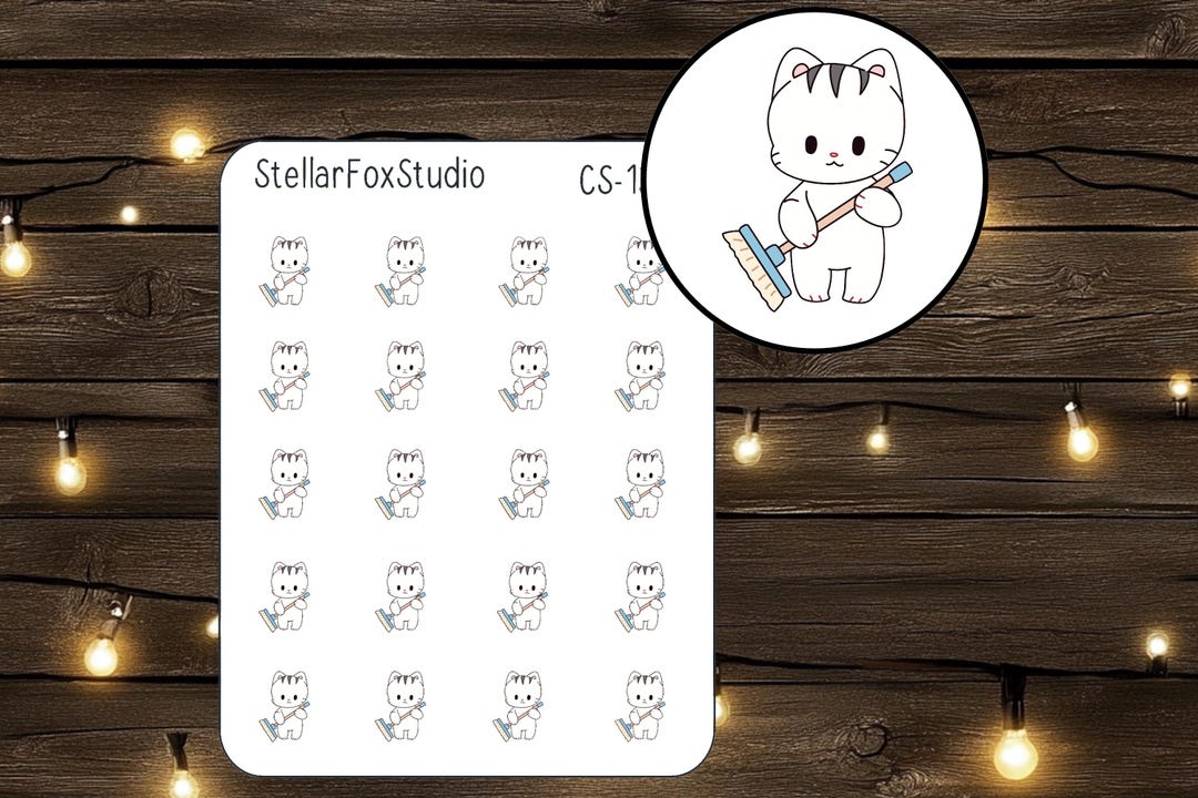 Sweeping Planner Stickers , Cute Character Stickers , Cleaning ...