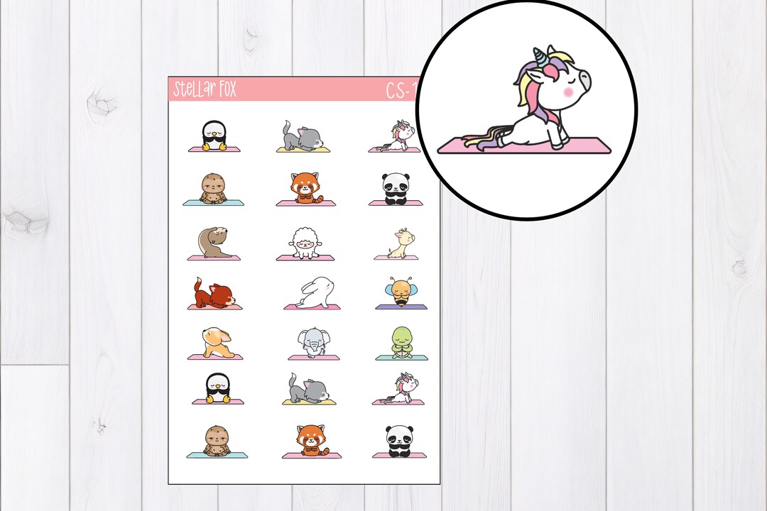 Yoga Planner Stickers , Cute Character Stickers , Sticker Sheet ...