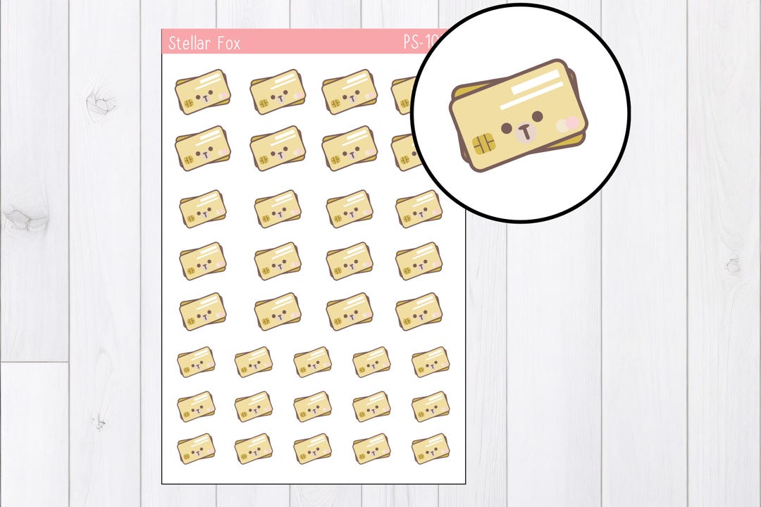 Cute Credit Card Stickers , Bill Due , Planning Stickers , Kawaii ...