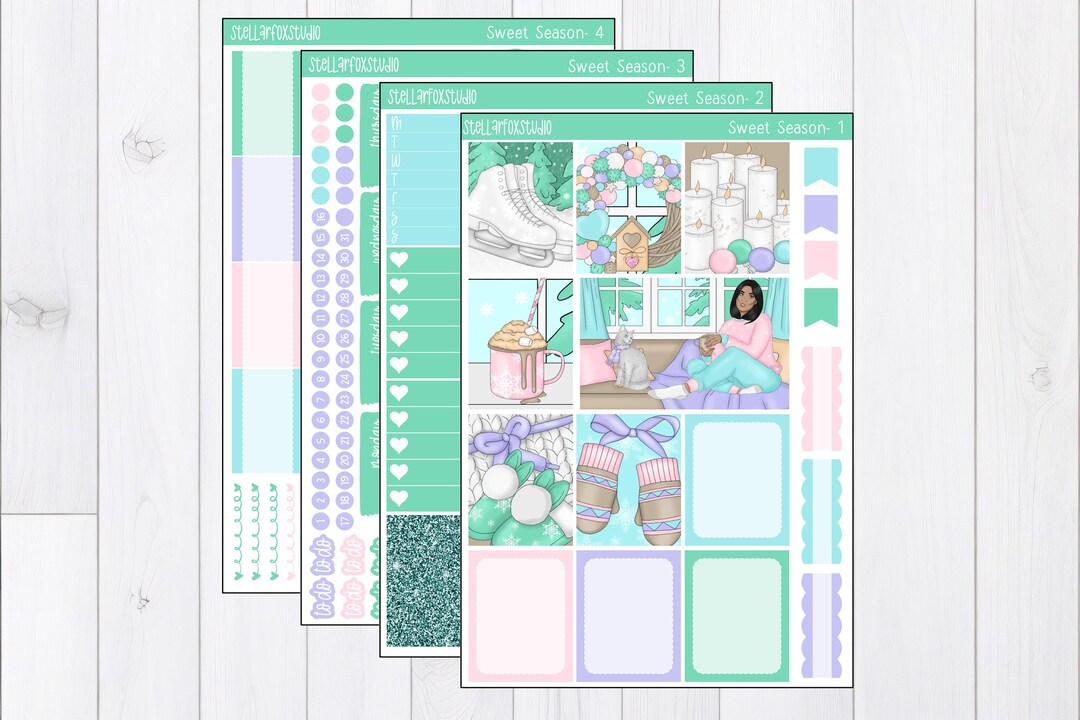 Winter Planner Sticker Kit , Weekly Vertical Stickers - Etsy