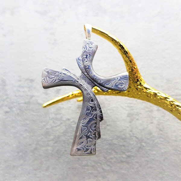 Damascus Cross Necklace - Etsy