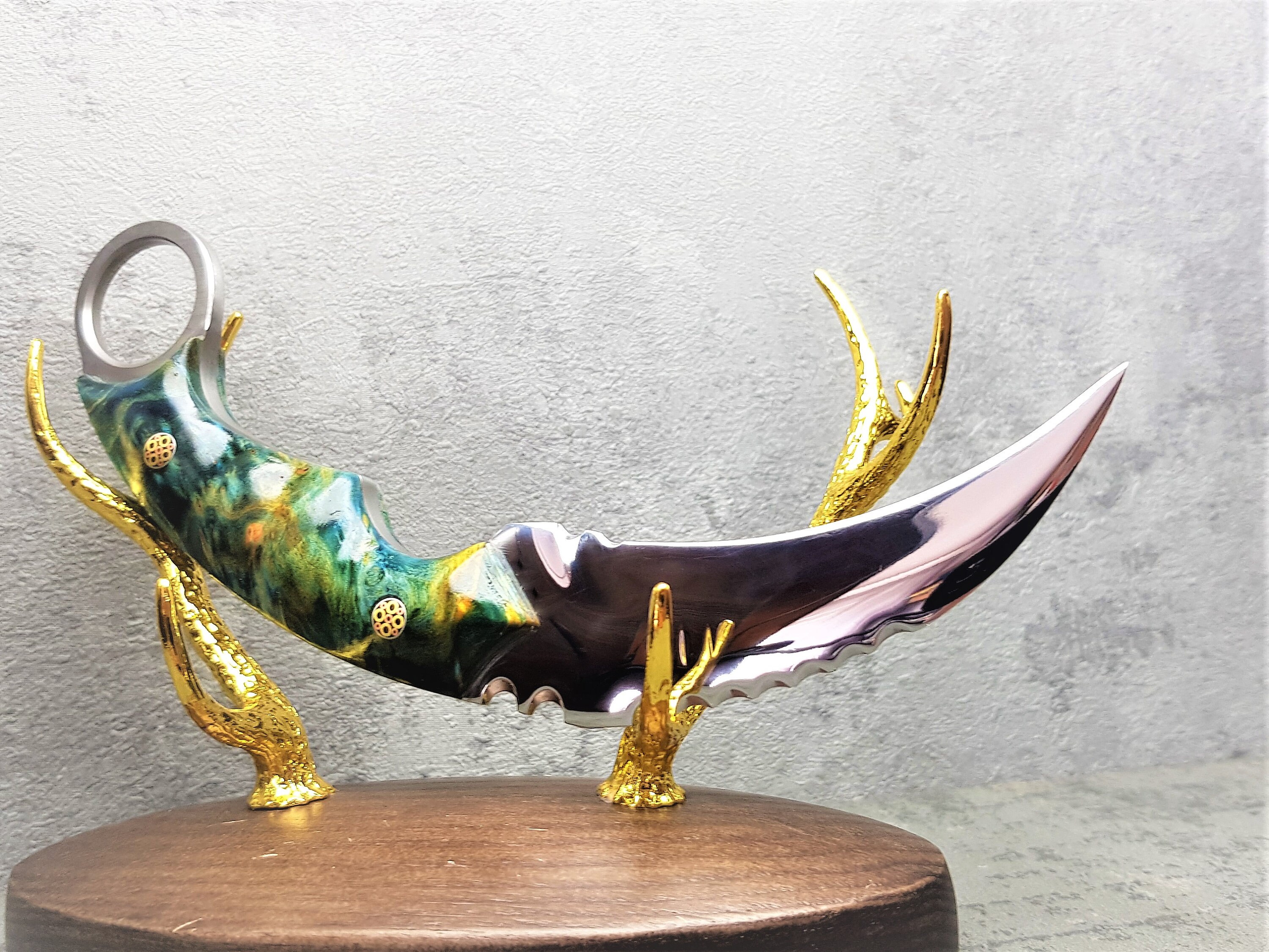 Full MIRROR Karambit CLAW, Steel D2, GLASS, Shiny, Scorpion, Claw ...