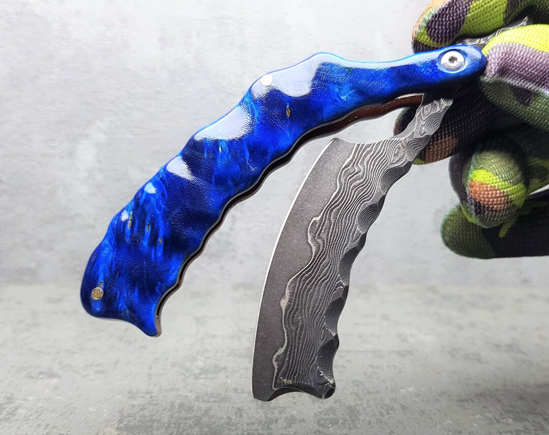 OCEAN Depth RAZOR Damascus , Personalize Able Straight Razor, for Men, Pocket Straight Razor ...