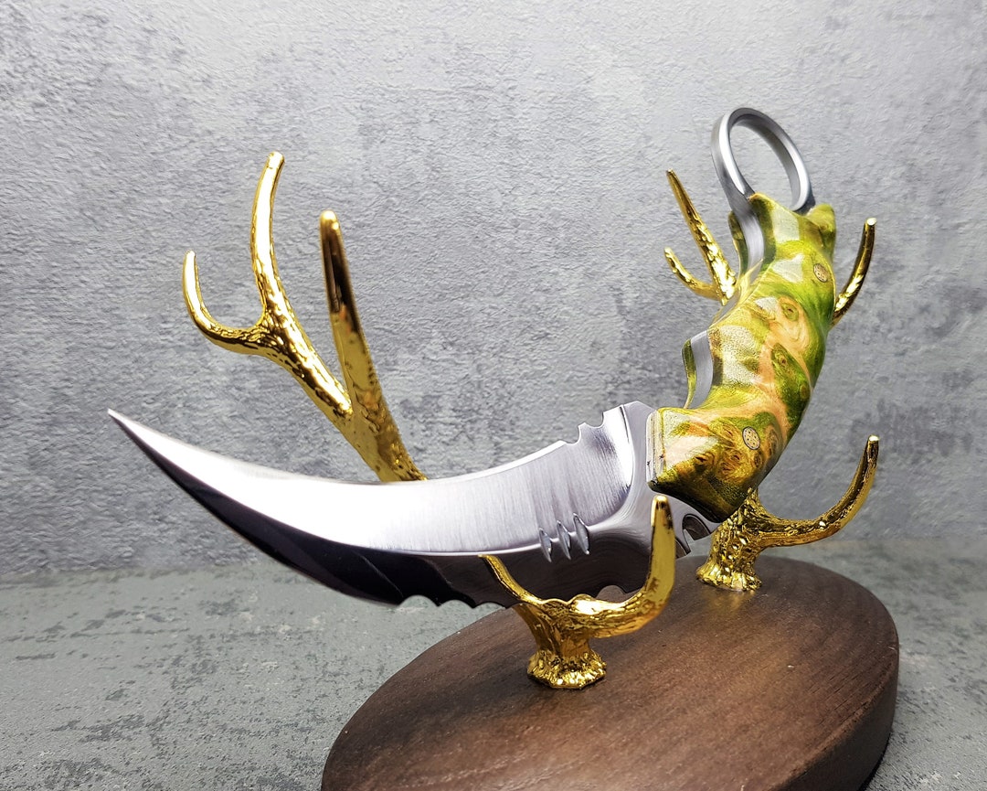 ELROND Karambit CLAW, Steel D2 Like GLASS, Shiny Steel, Scorpion, Claw ...