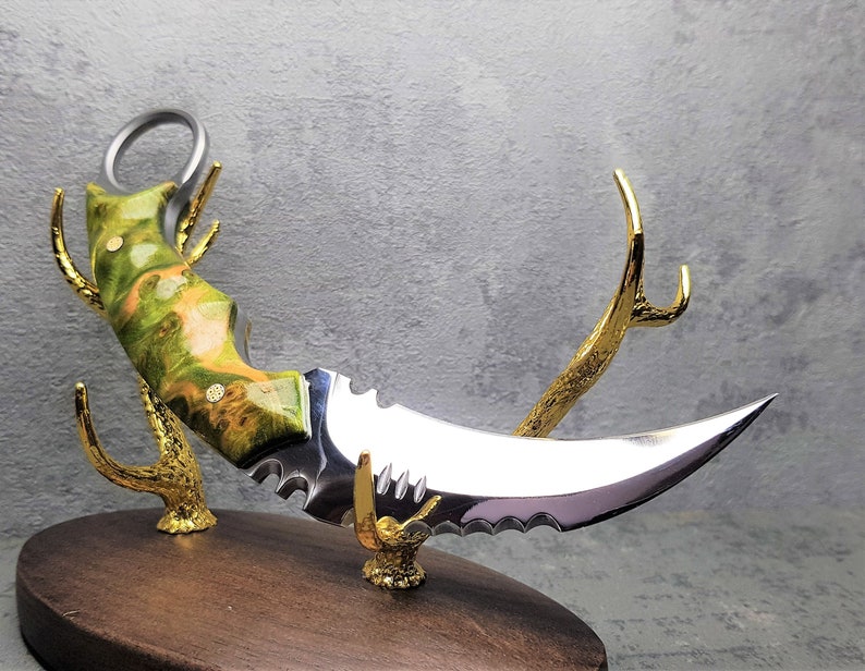 ELROND Karambit CLAW , Steel D2 Like GLASS, Shiny Steel, Scorpion, Claw ...