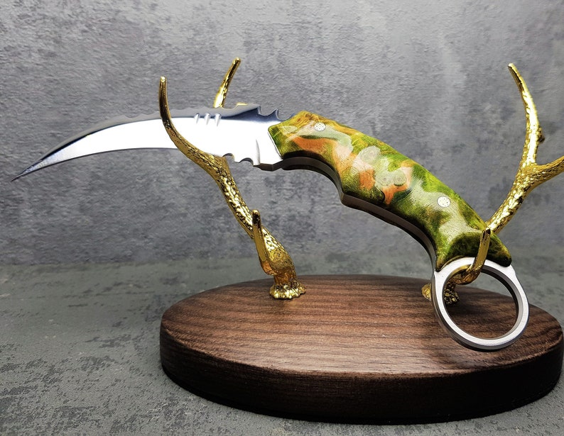 ELROND Karambit CLAW , Steel D2 Like GLASS, Shiny Steel, Scorpion, Claw ...