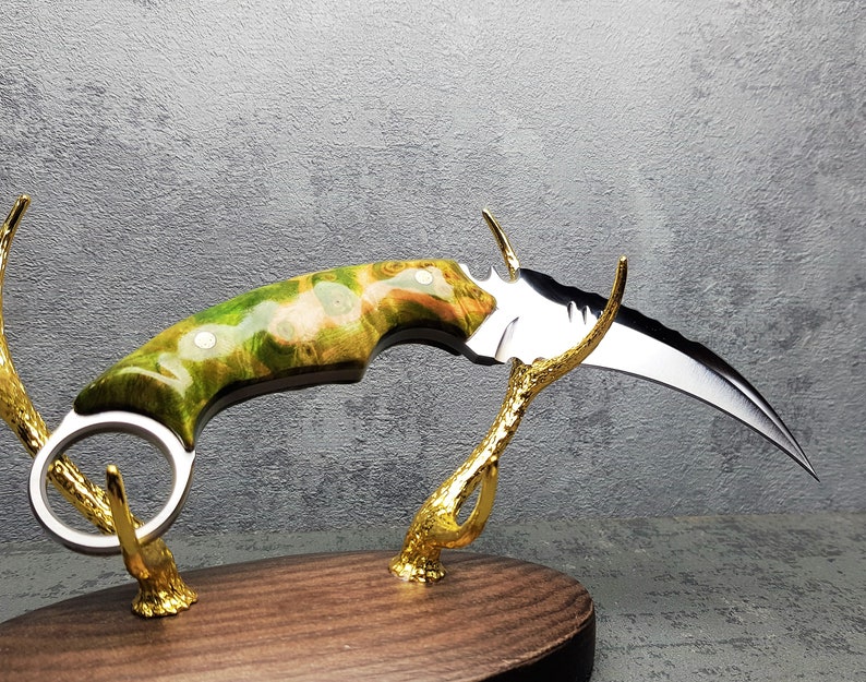 ELROND Karambit CLAW , Steel D2 Like GLASS, Shiny Steel, Scorpion, Claw ...