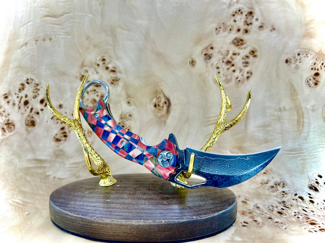 Karambit RAPTOR Folding Knife | Damascus Steel Blade | Outdoor Camping ...