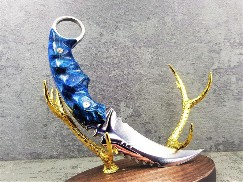 OCEAN Depth KARAMBIT Claw Steel D2 GLASS Shiny Steel - Etsy