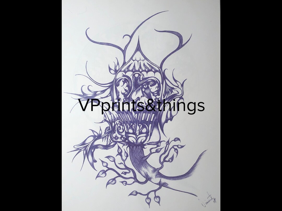 Pen Ink Drawing Print - “bad Bud” - Etsy