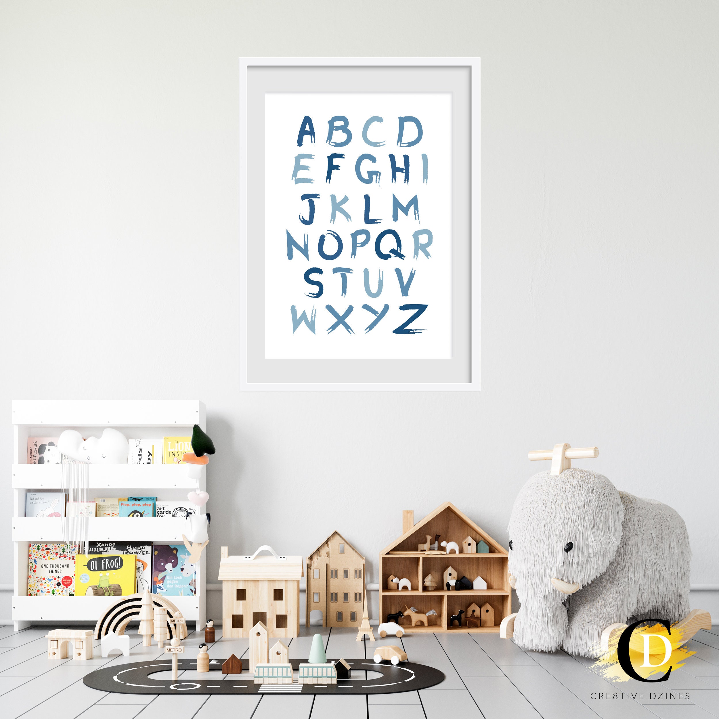 Alphabet Educational Poster Blue, Printable Wall Art, ABC Poster, Kids ...