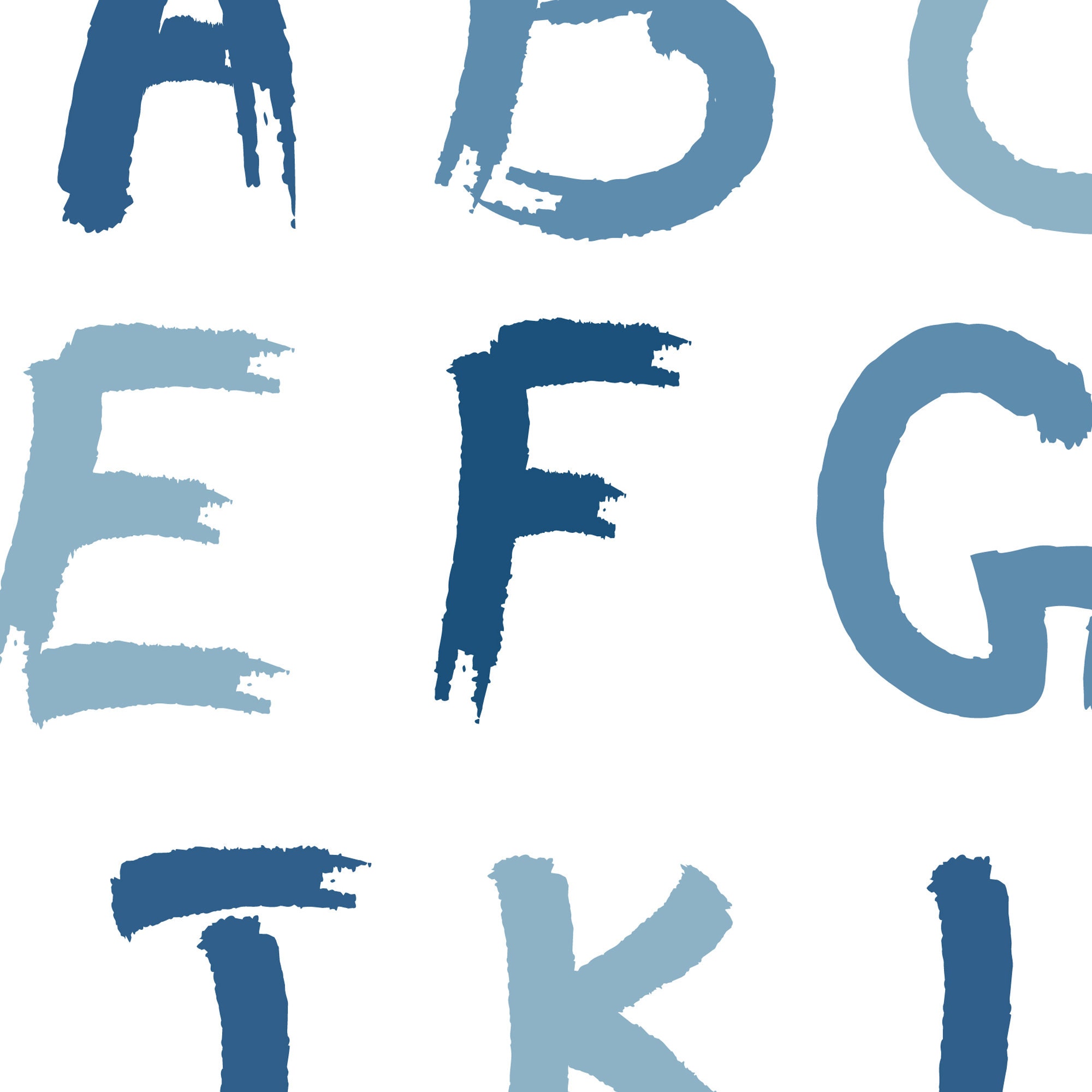 Alphabet Educational Poster Blue, Printable Wall Art, ABC Poster, Kids ...