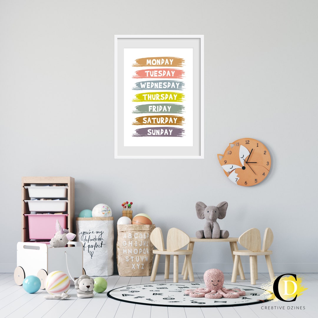 7 Days Educational Poster, Printable Wall Art, Days Poster, Kids Wall ...
