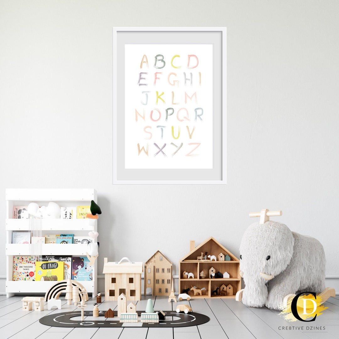 Alphabet Educational Poster, Printable Wall Art, ABC Poster, Kids Wall ...