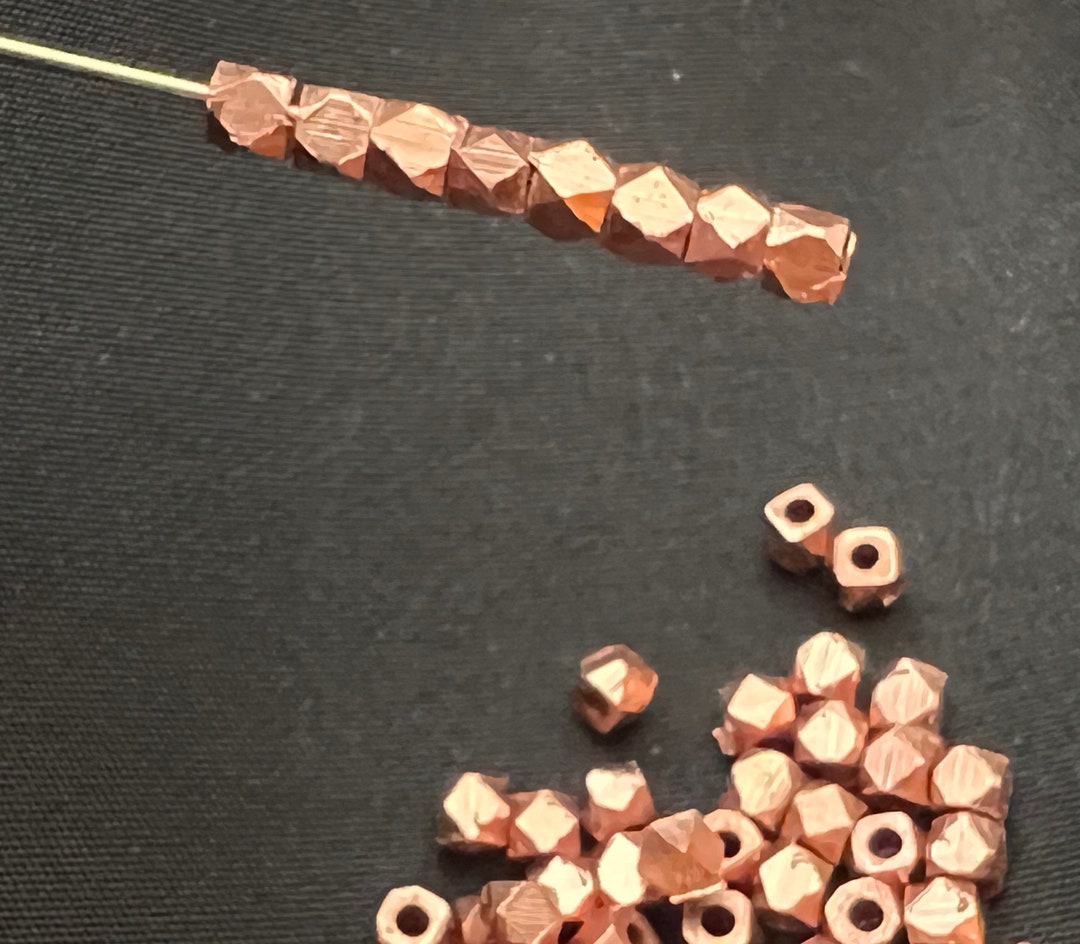 Copper Spacers, Faceted ,diamond Cut , Size Approx 3mm, Jewelry Making ...