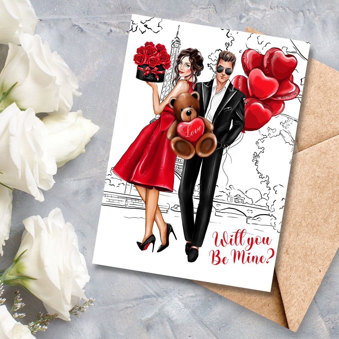 Valentine Couple Card Couple Valentine Cards Cute Couple Card Be Mine ...