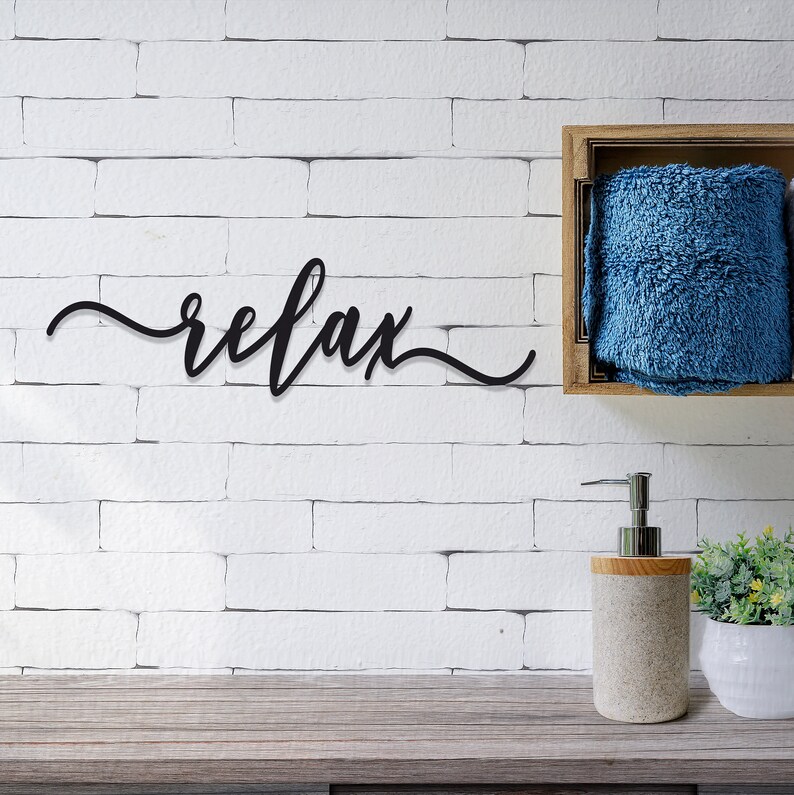 Relax Metal Sign Bathroom Decor Swedish Farmhouse Decor | Etsy