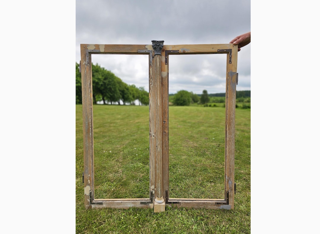 Double Rustic Wooden Window Frame, Old Rustic Wood Window Frame ...