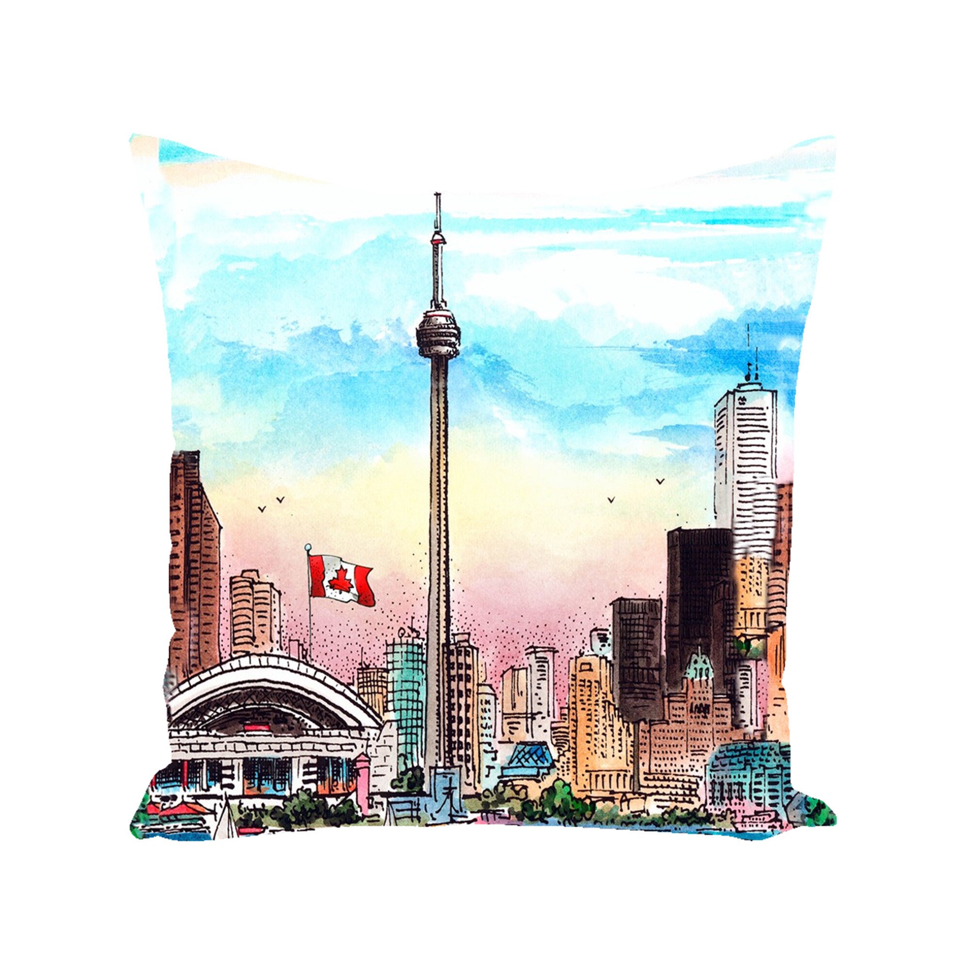 Toronto City Skyline Pillow Toronto CN Tower City Art Pillow - Etsy
