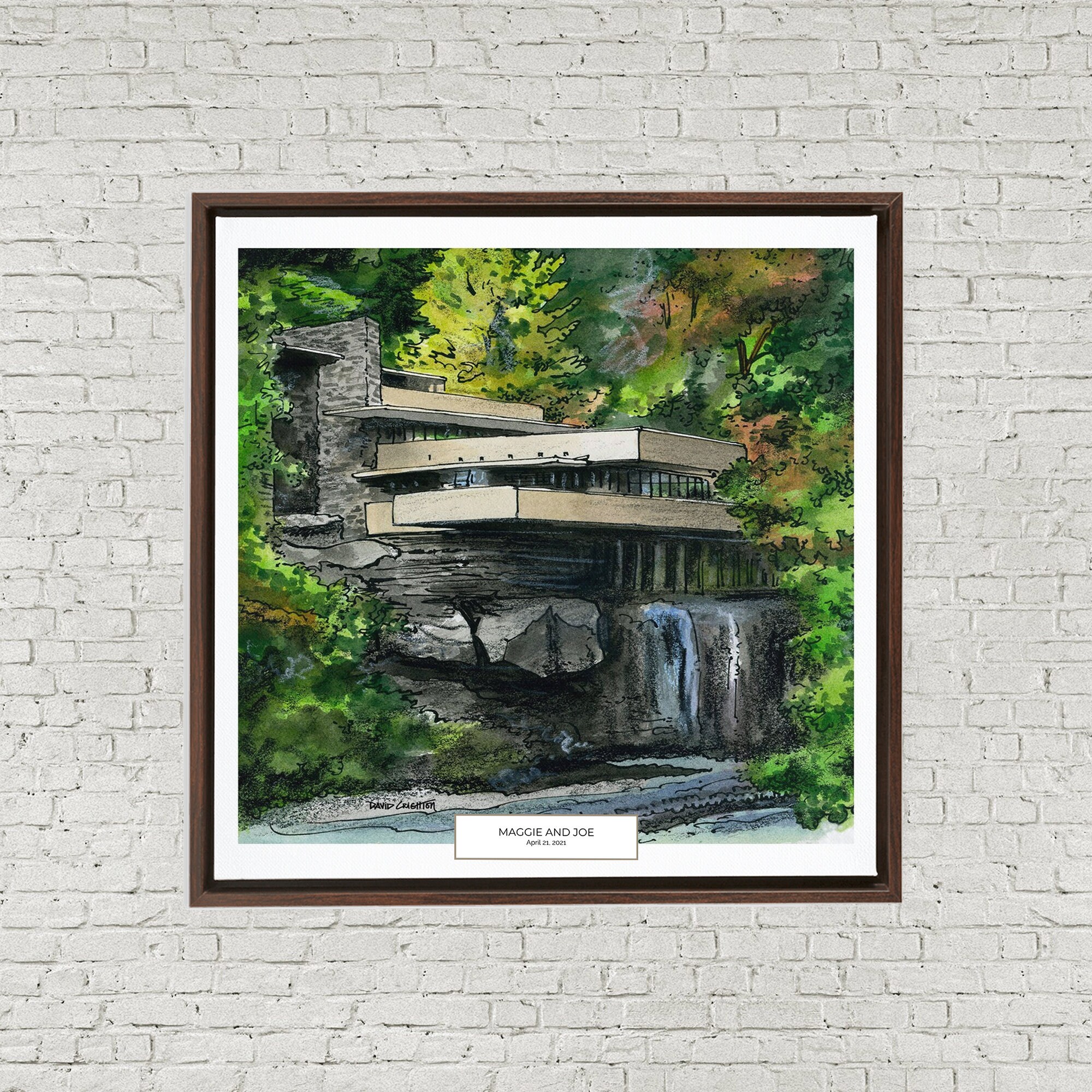 Frank Lloyd Wright Fallingwater Art Print Framed Canvas | Etsy