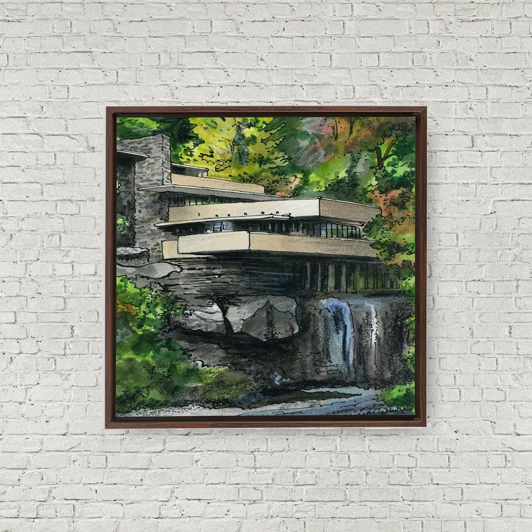 Frank Lloyd Wright Fallingwater Art Print | Framed Canvas Print ...