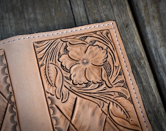 Handmade Hand Tooled Leather Roper Wallet - Etsy