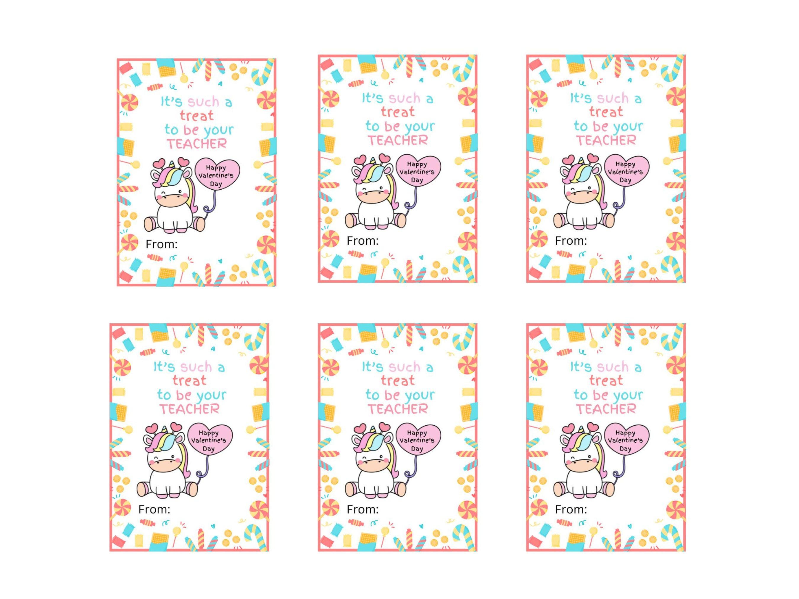 Printable Classroom Valentines FROM TEACHER to Student Valentine Tags ...