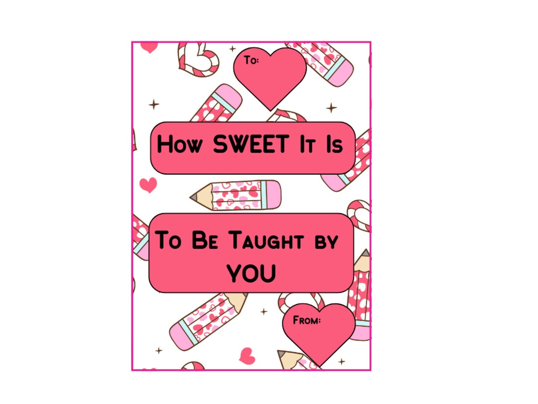 Teacher Valentine's Day Card Printable Gift Card for Teacher Valentines ...