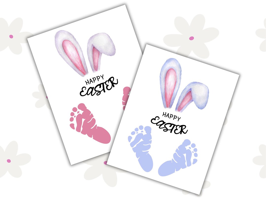 Easter Footprint Printable, Easter Bunny Craft With Bunny Ears, Kid's ...