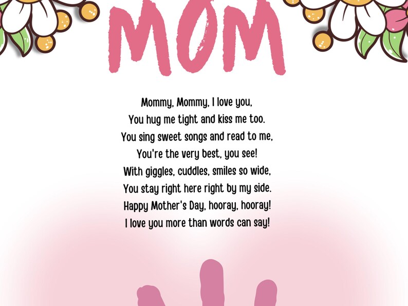 Mother's Day Handprint Craft, Mother's Day Poem, Handprint Art ...