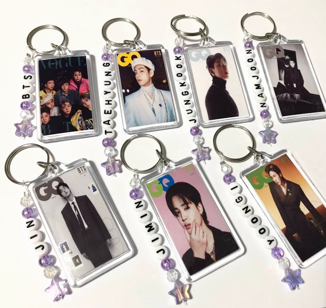BTS Keychain GQ Magazine Cover Photo Kpop V Jimin - Etsy