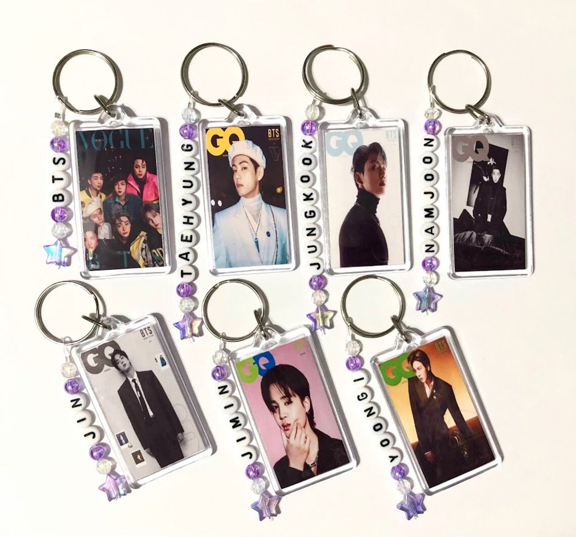 BTS Keychain GQ Magazine Cover Photo Kpop V Jimin - Etsy