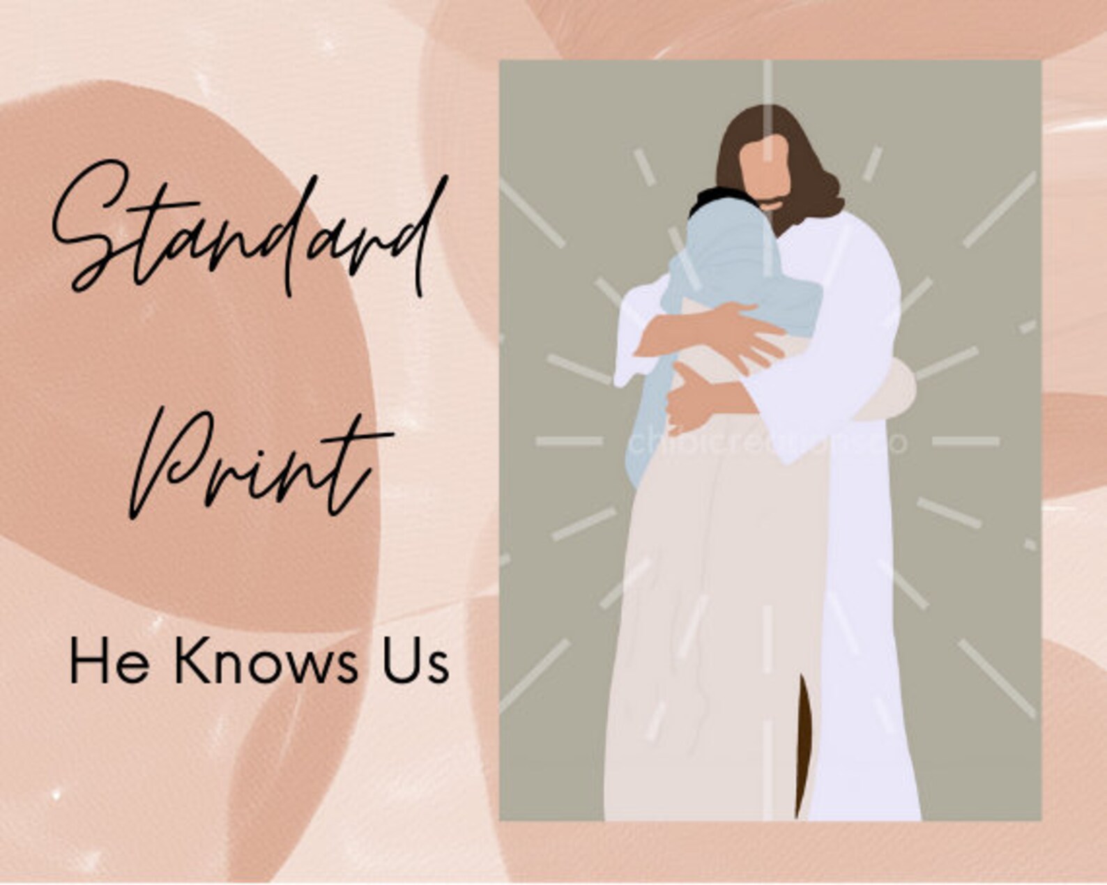 Jesus Christ Hugging Woman Faceless Portrait He Loves Us | Etsy