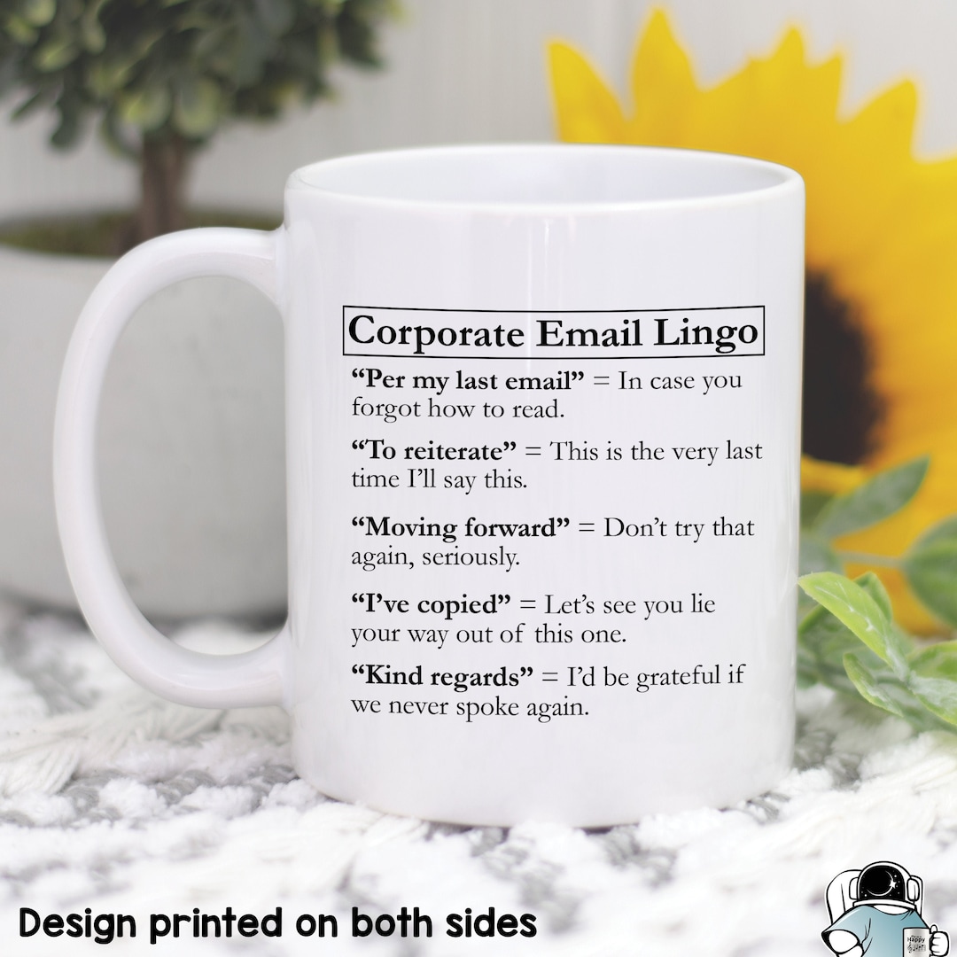 Work Corporate Email Lingo Coffee Mug, Coworker Gift, Boss Mug, Office ...
