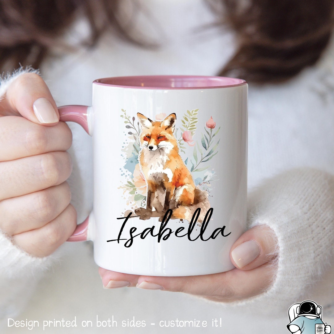 Personalized Fox Mug, Fox Personalized Name Coffee Mug, Custom Fox ...