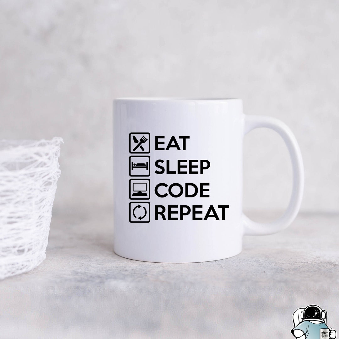 Eat Sleep Code Repeat Coffee Mug, Coding Gifts, Computer Science Mug, Computer Coder Gifts ...