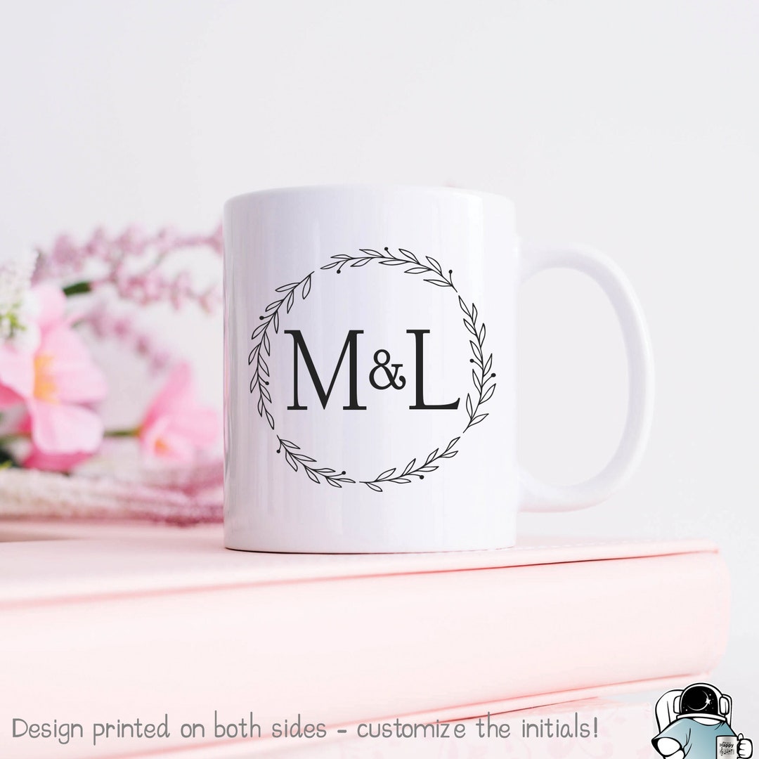 Custom Couple Letters Anniversary Mugs, Wedding Gift, Personalized ...
