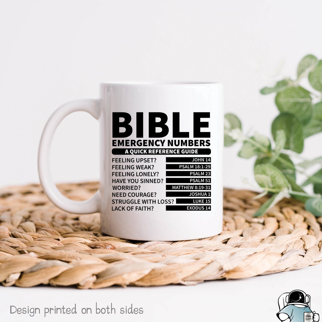 Bible Emergency Numbers Mug, Christian Gift, Bible Mug, Funny Christian ...