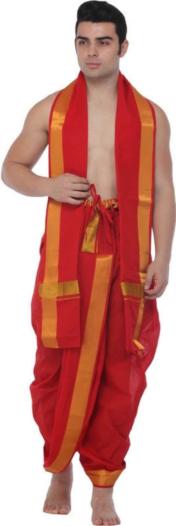 Ready to Wear Dhoti and Veshti Set from Kerala with Zari Woven | Etsy