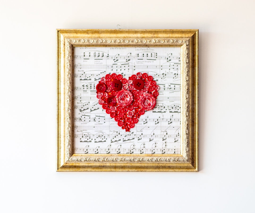 Notes Wall Hanging Red Wall Decor Heart Shaped Decor Music - Etsy