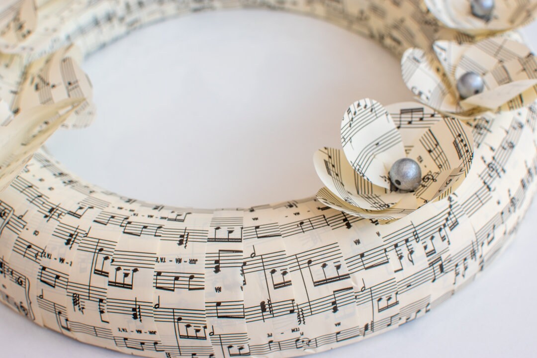 Black and White Music Note Decor, Personalized Gift Idea, Floral Decor ...